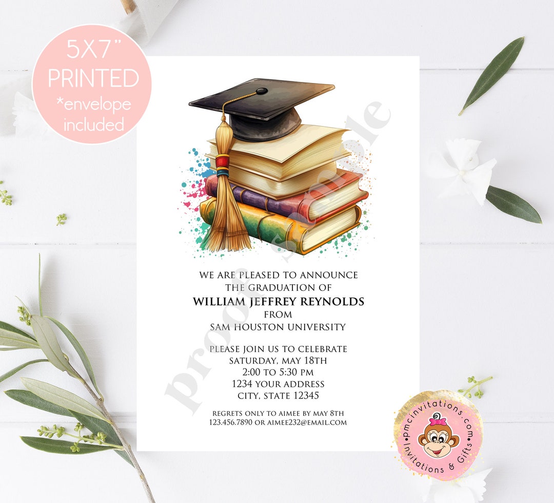 Custom Printed 5x7 Graduation Invitations, Graduation Party ...