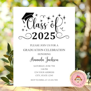 Custom PRINTED 4.25X5.5 Graduation Invitation, Graduation Party, 2025 ...