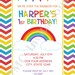 Custom Printed Chevron Rainbow Birthday Invitations - 1.00 Each With ...