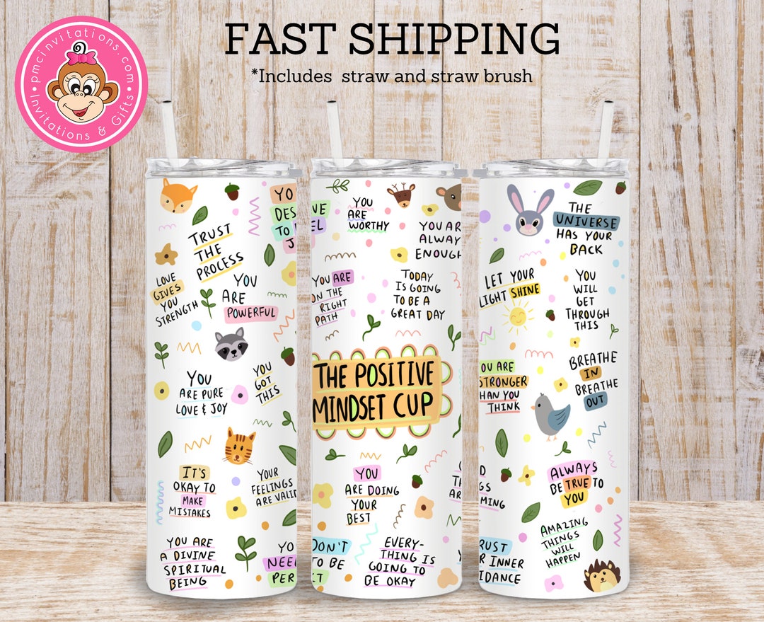 The Positive Mindset Cup, Mental Health Tumbler, 20oz Positive Tumbler ...
