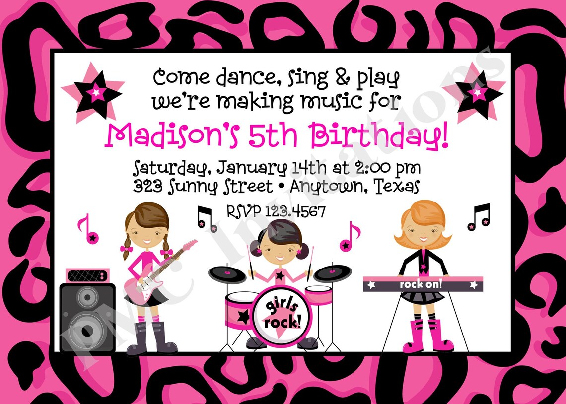 Custom Printed Girl Band Rock Star Girls Rock Girl Rock - Etsy