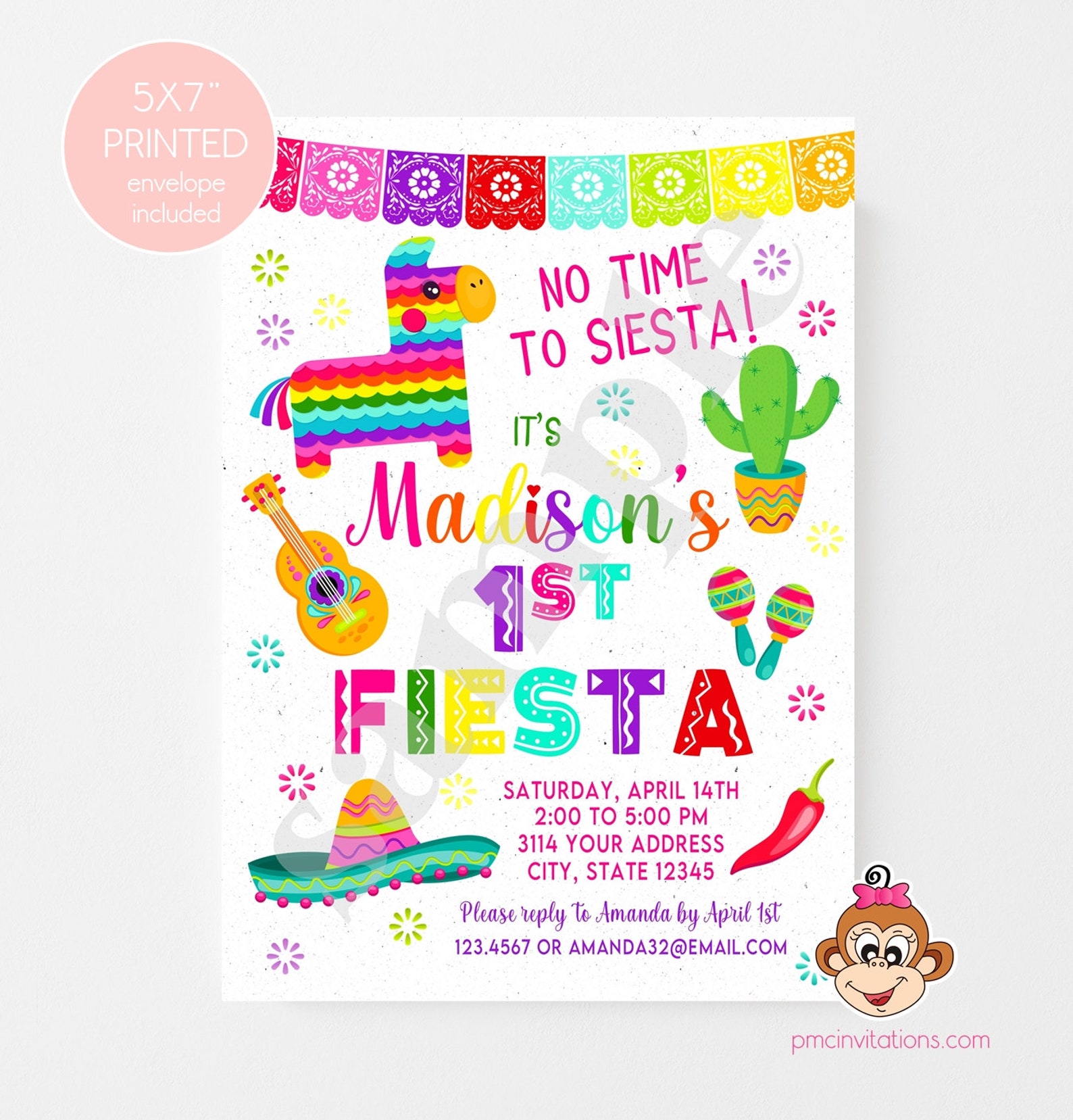 My First Fiesta Birthday Invitation, Birthday, First Birthday, 5x7 ...