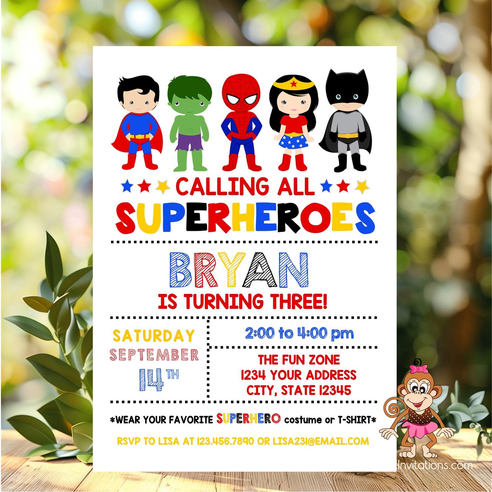 Printed 5x7, Superhero Birthday Invitation, Superhero Party Invitation ...