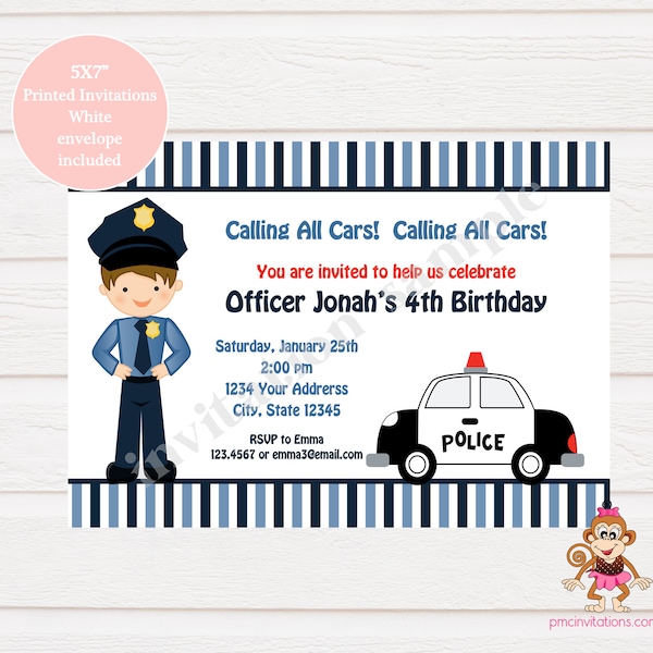 Custom Police Car Birthday Invitation - Etsy