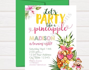 EDITABLE Pineapple Birthday Invitation Party Like a - Etsy