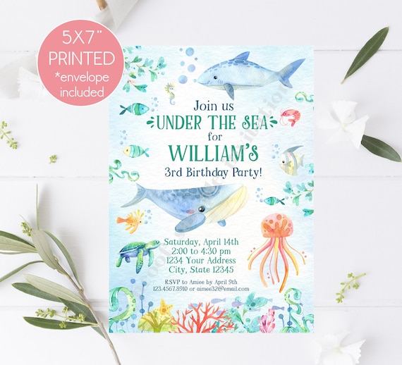 Under the Sea Sea Ocean Birthday Invitation Sea Creatures | Etsy