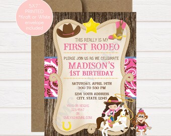 Custom PRINTED 5x7 First Rodeo Birthday Invitation | Etsy
