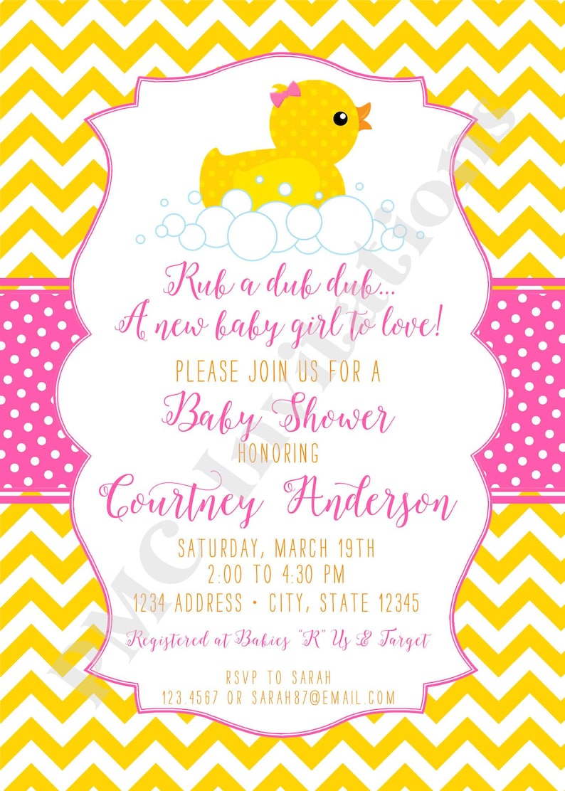 Custom Printed Yellow Rubber Duck Baby Shower, Boy, Girl, Gender ...