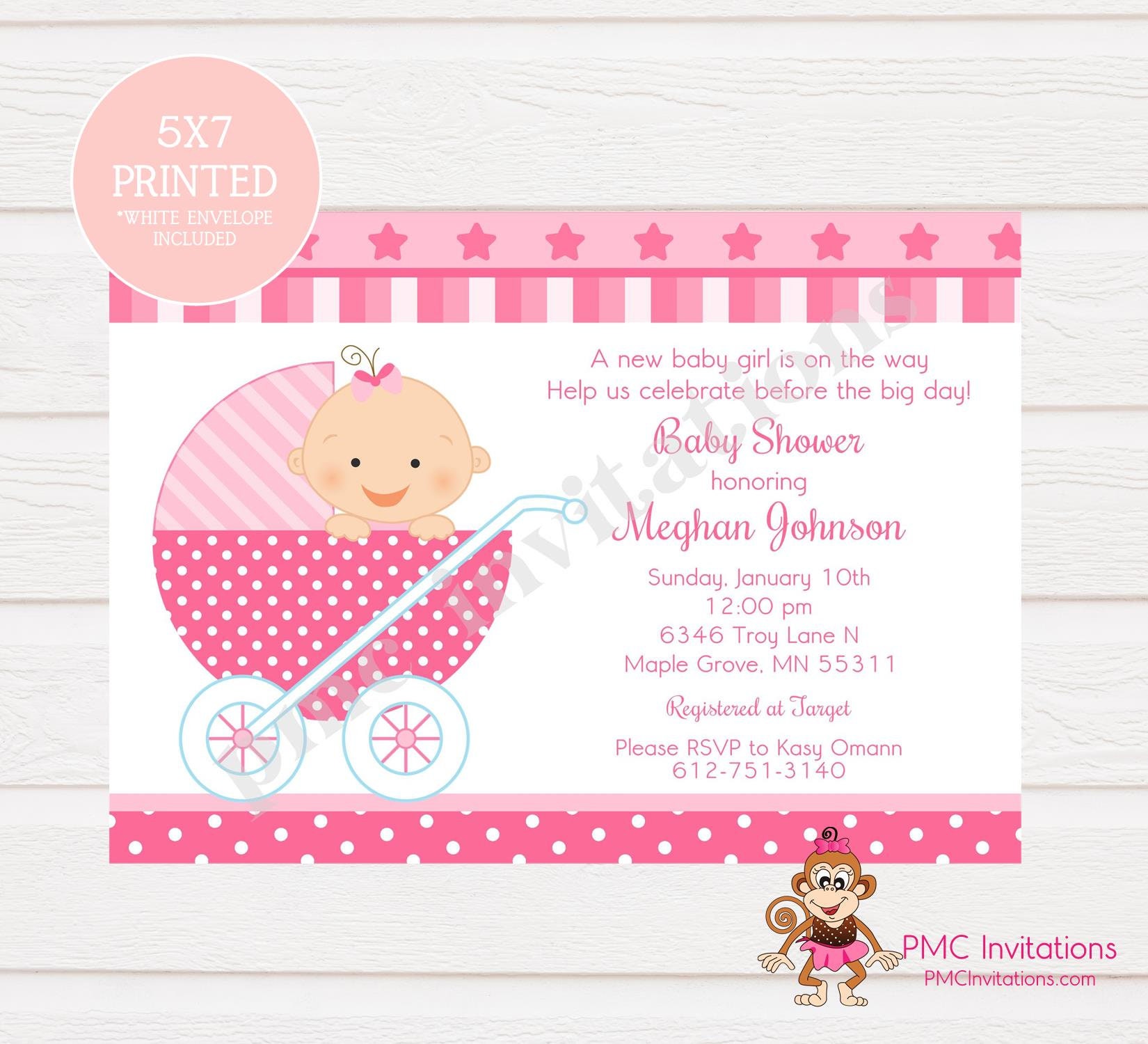Custom Printed New Baby Girl Baby Shower Invitations Baby in | Etsy