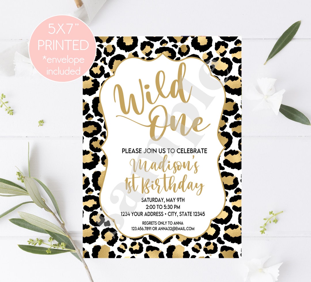 Wild One Birthday Invitation, First Birthday, Wild One, Leopard Print ...