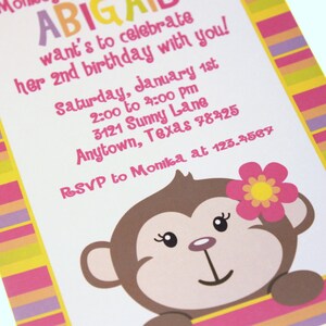 Cute Monkey Girl Birthday Invitations - Etsy