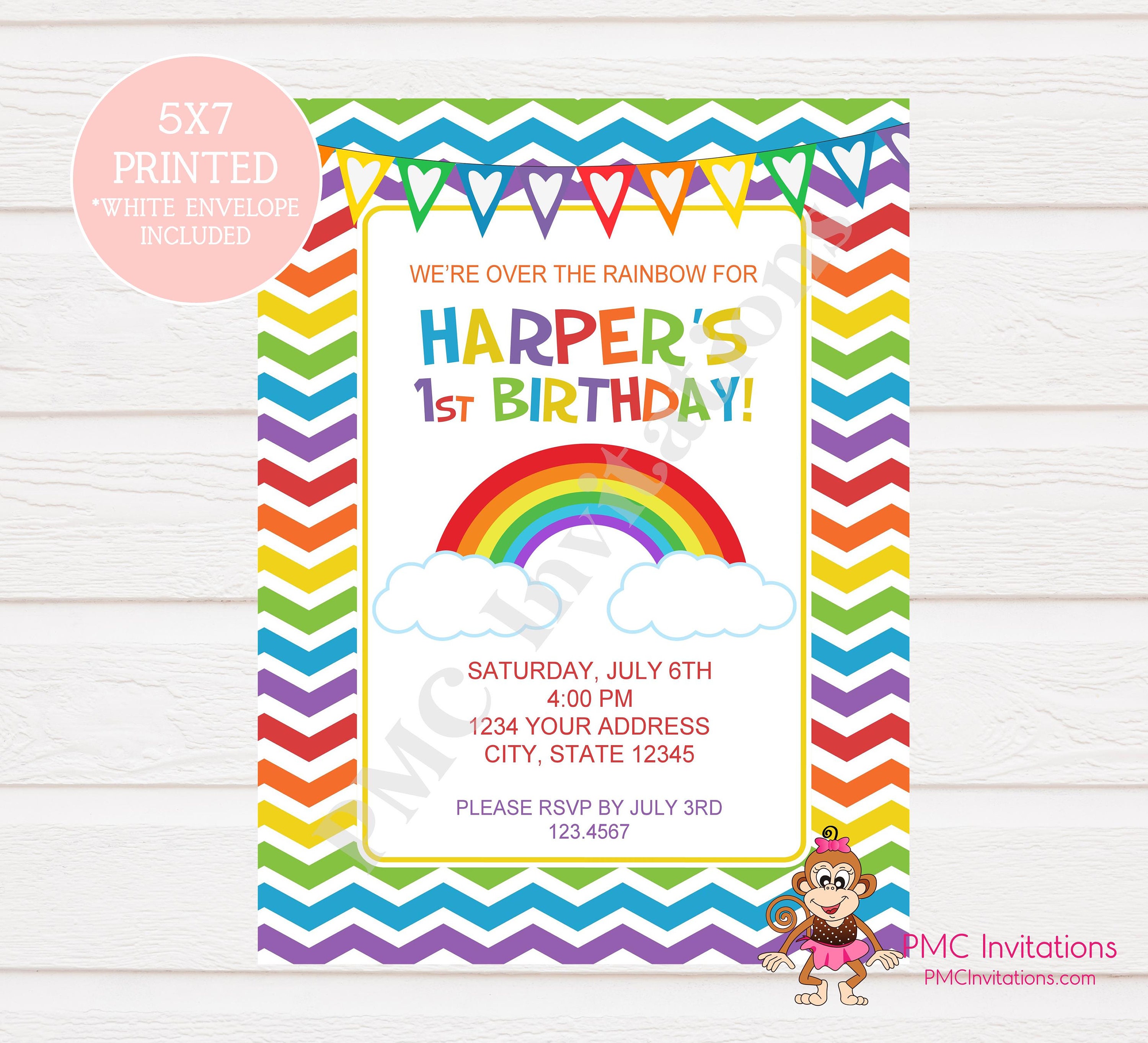 Rainbow Chevron Invitation