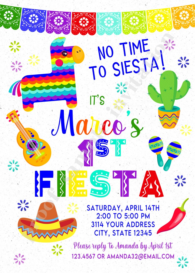 My First Fiesta Birthday Invitation Birthday First Birthday - Etsy