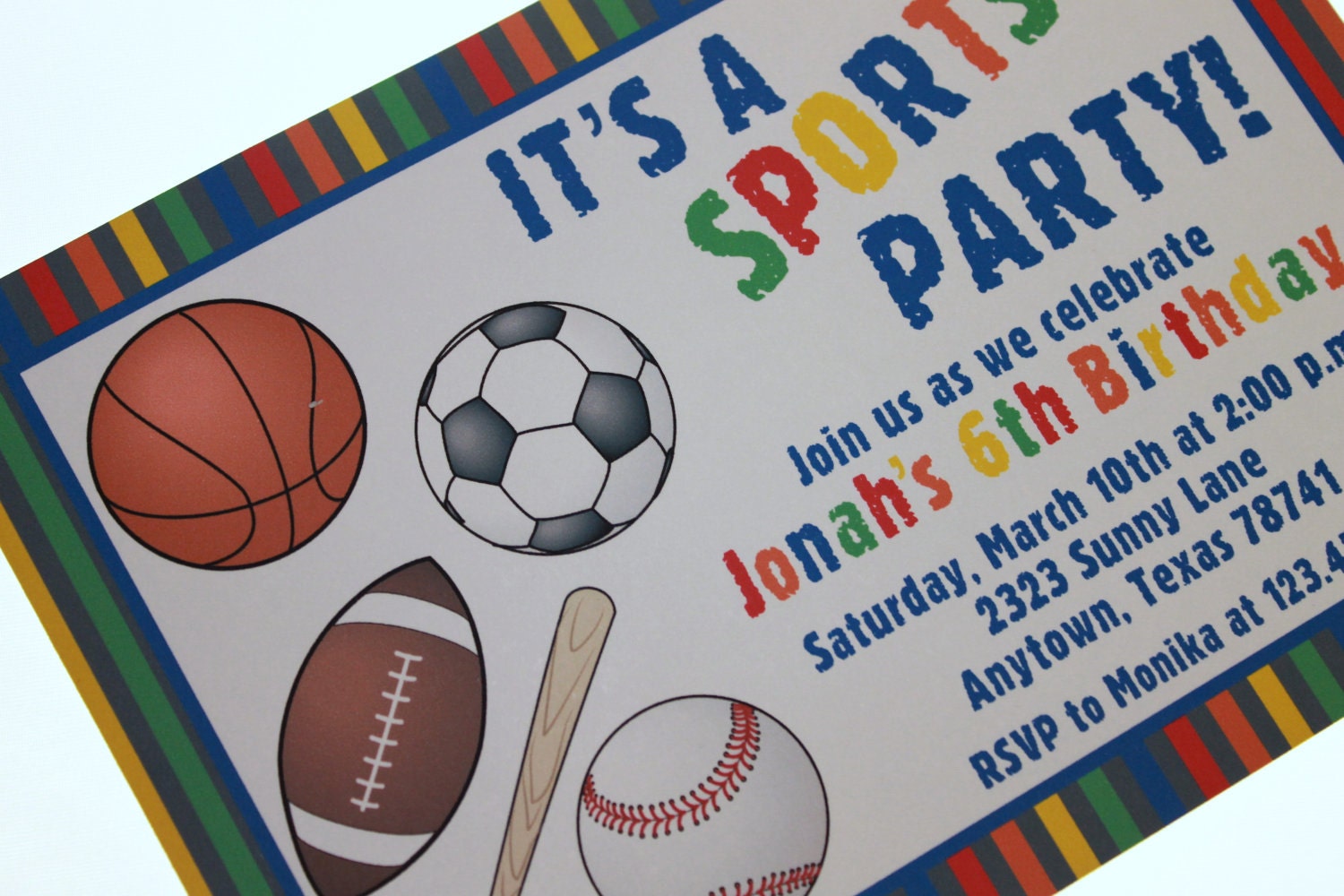 Sports Birthday Party Invitations | Etsy