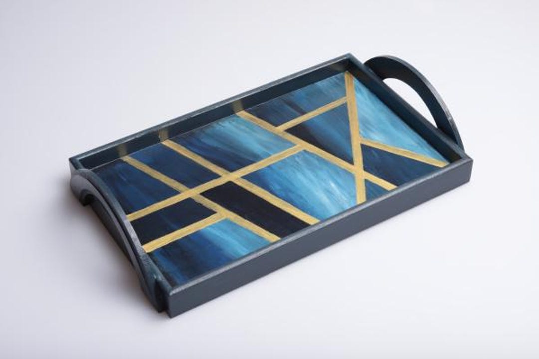 Deep Blue Serving Tray - Etsy