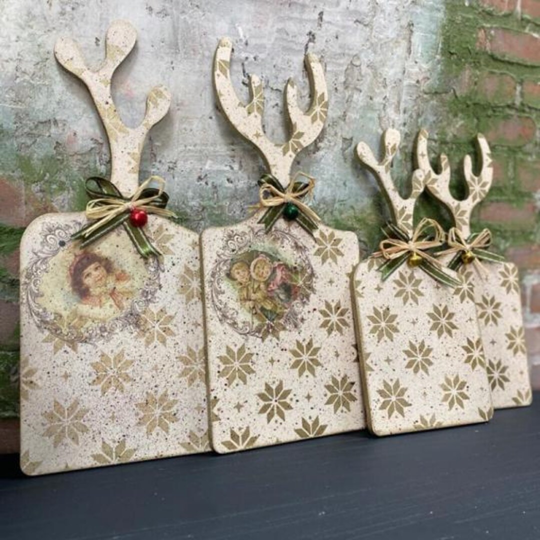 Wooden Reindeer Serving Tray Set - Etsy