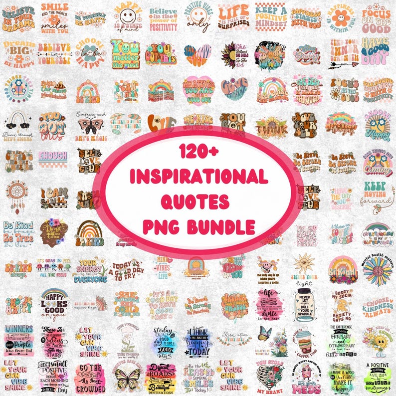 Boho Motivational Quotes Png Bundles, Positive Affirmations, Self Love ...