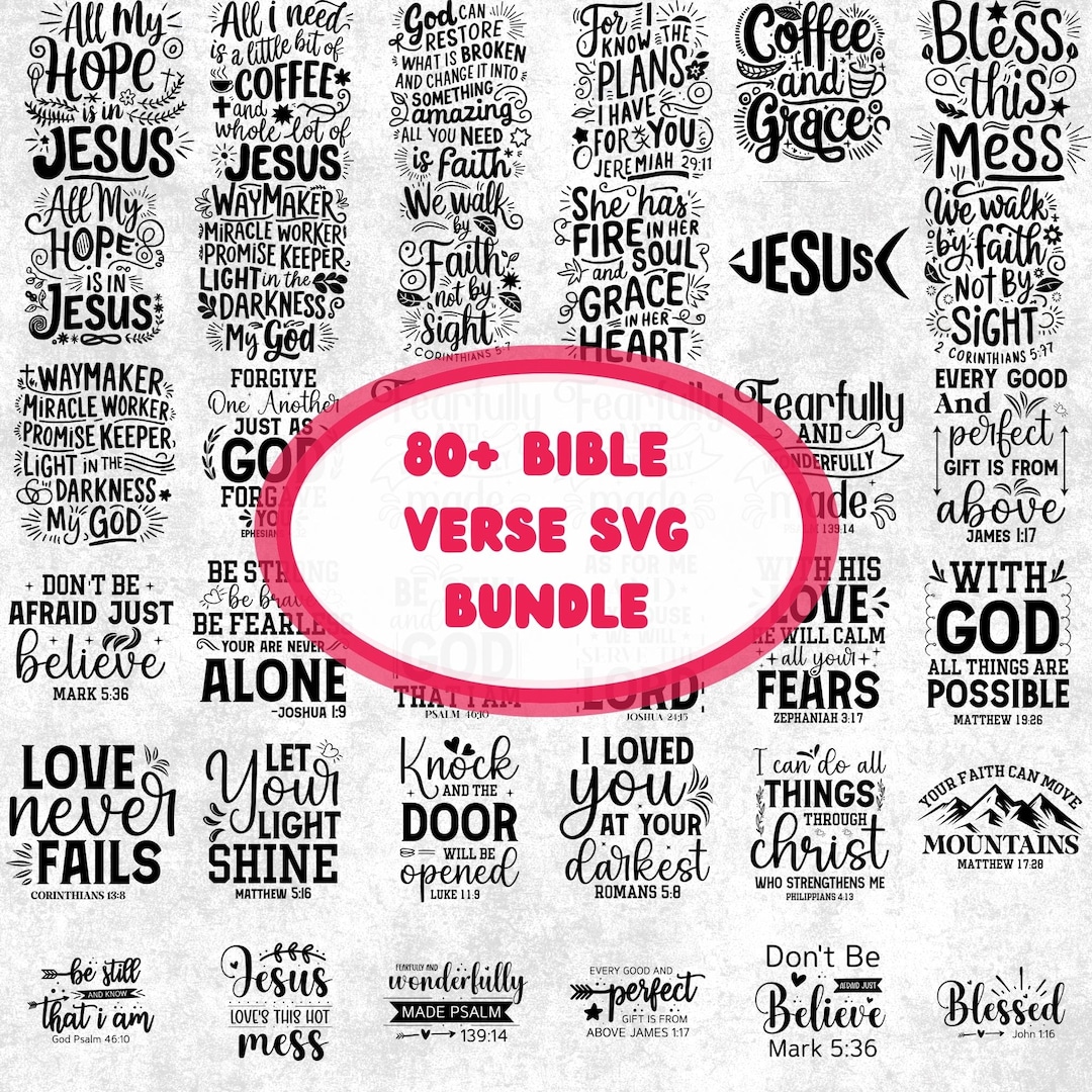Bible Verse Svg Png Eps Bundle, Blessed Svg, Religious, Christian Svg ...
