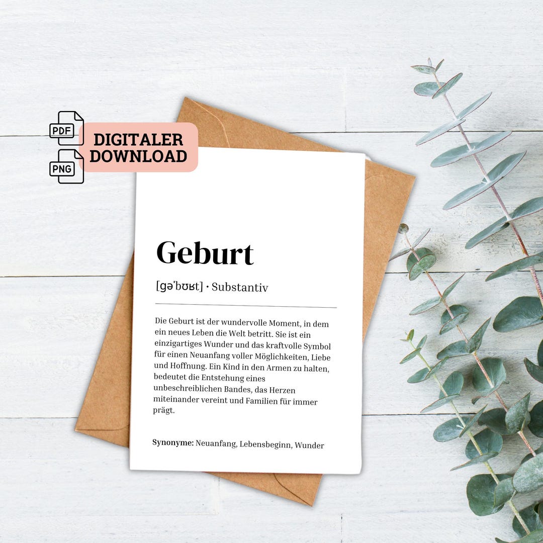 Poster to Print for Children's Room, Pregnancy Reveal, Definition Card ...