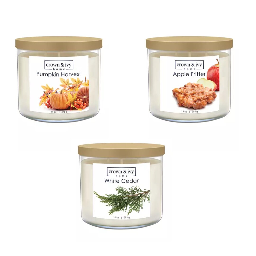 Combo 3 Candle White Cedar Candle, Apple Fritter Candle, Pumpkin ...