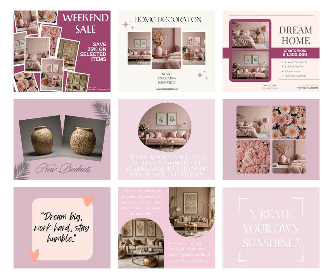 15 Elegant Facebook Templates for Home Decor, Motivational Quotes ...