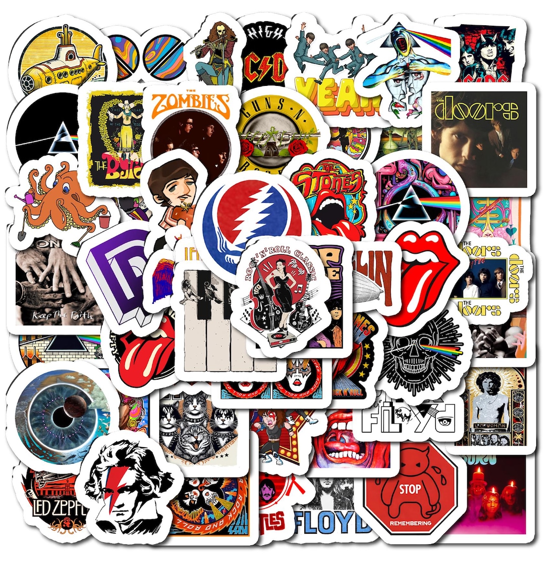 60pcs Stickers Rock Band 60s 70s 80s 90s Decals Music for Laptops Water ...