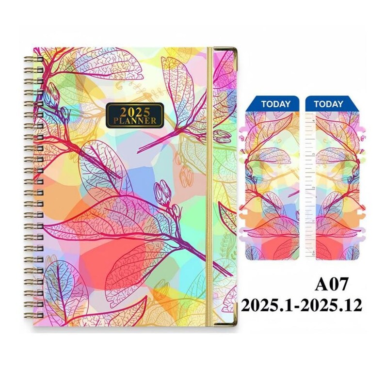 2025 Planner, Hardcover, Floral, A5 Size, Bookmark, Daily Weekly ...