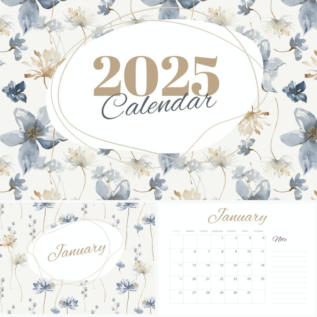 2025 Digital Calendar Creamy Pastel Color Floral Watercolor ...