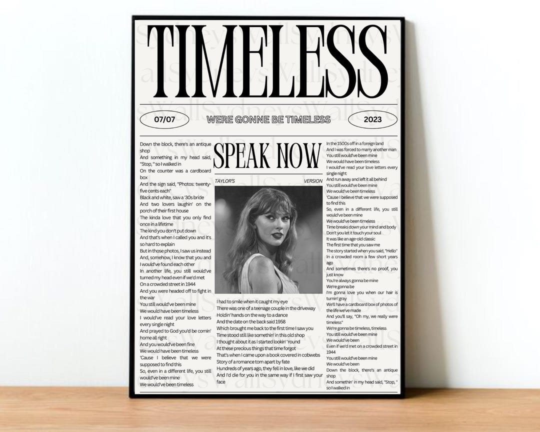 Taylor Swift Timeless Newspaper Poster - Etsy