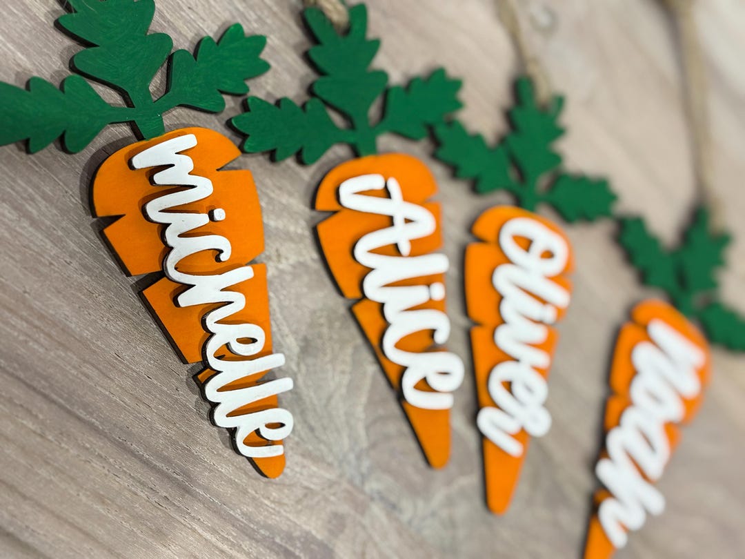 Easter Carrot Name Tag 3D Basket Easter Place Card Custom Natural Egg ...