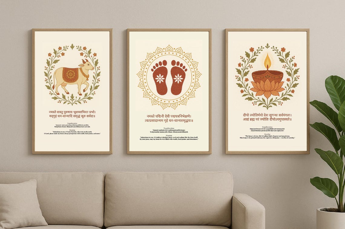 Indian Hindu Prayer Posters | Peace & Prosperity Sanskrit Shlokas ...