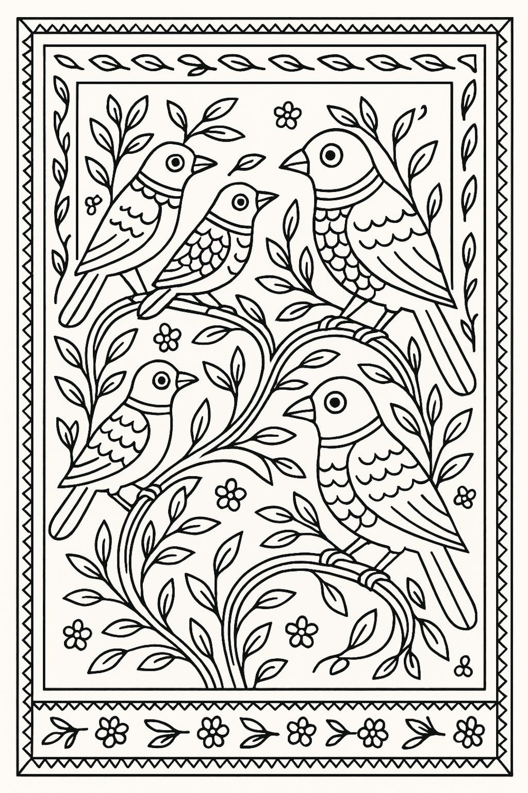 Madhubani Coloring Pages: Indian Folk Art Animals & Nature (printable ...