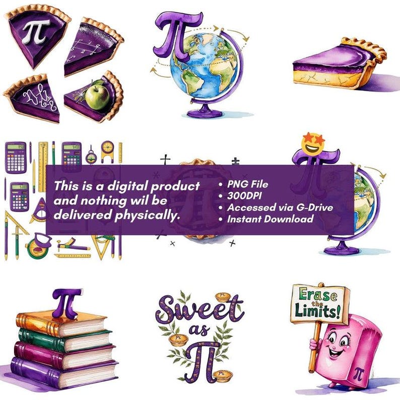 Pi Clipart Bundle PNG | Math Symbol Graphics for Teachers | Educational ...
