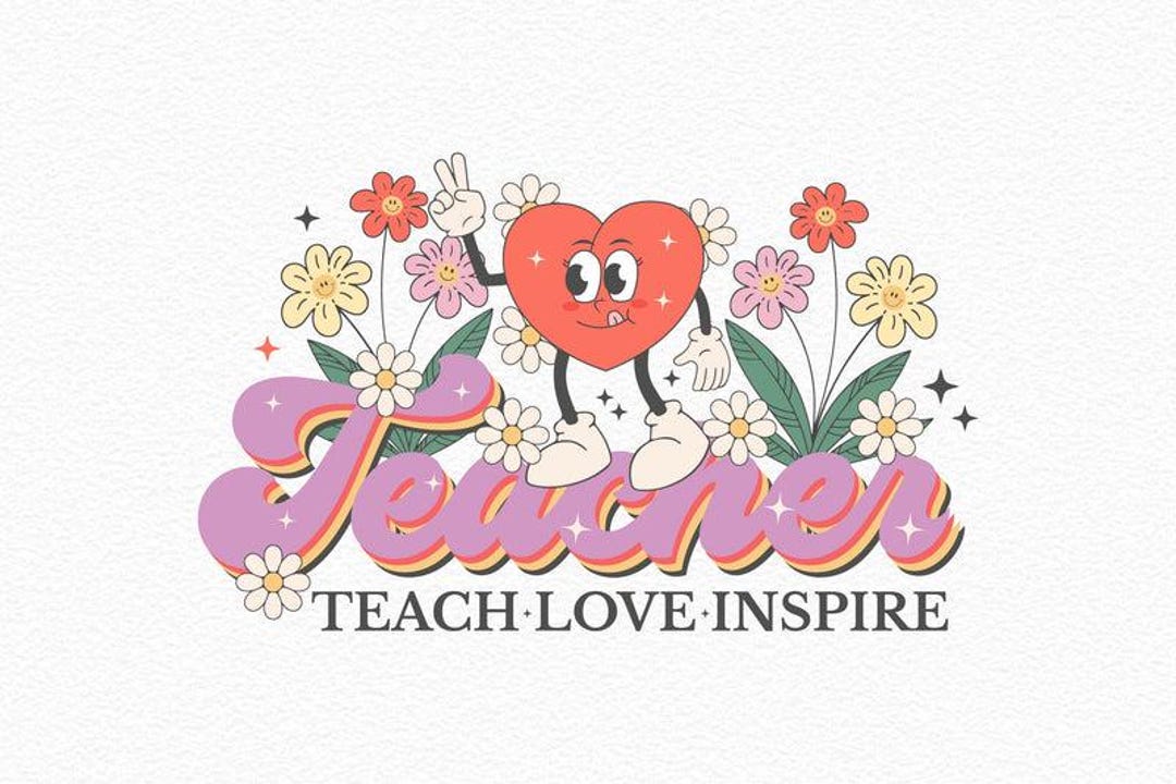 Teach Love Inspire Clipart Bundle: Inspirational Teacher Designs (PNG ...