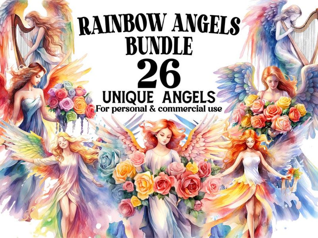 Rainbow Angels Clipart Bundle: Pride Crafts, Classroom Decor (digital ...