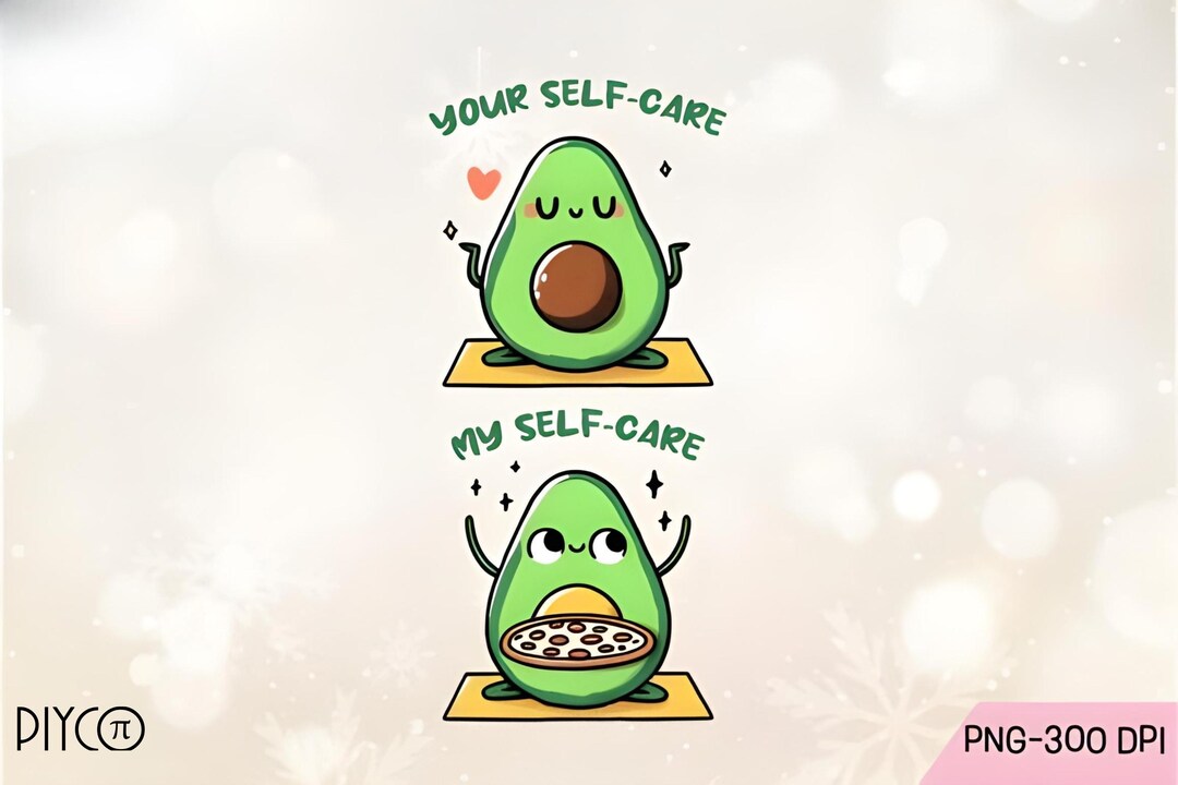 Avocado Self-care Yoga PNG Digital Download for Sublimation, Cute ...