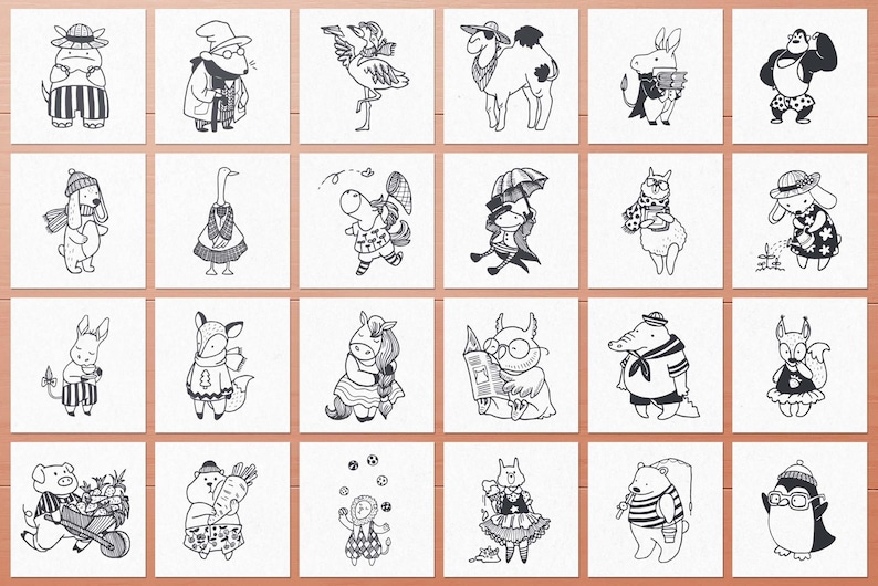 100 Hand-drawn Animal Clipart Bundle – Adorable Illustrated Animals in ...
