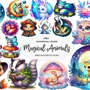 Magical Woodland Animals Creatures Clipart Bundle | Mystical Forest PNG ...