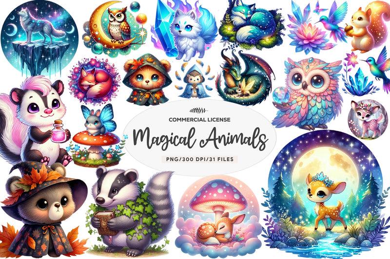 Magical Woodland Animals Creatures Clipart Bundle | Mystical Forest PNG ...