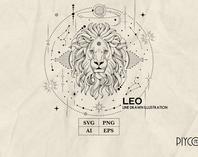 Leo Zodiac Star Sign | Instant Downloads in Black & White | PNG, JPG ...