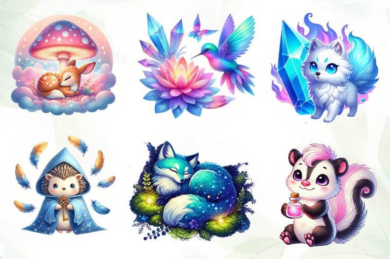 Magical Woodland Animals Creatures Clipart Bundle | Mystical Forest PNG ...