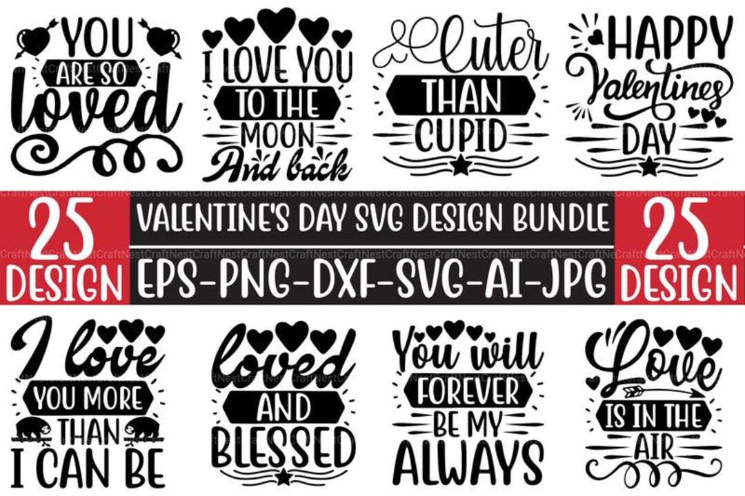 Valentine’s Day SVG Bundle for Cricut and Silhouette | Romantic Love ...