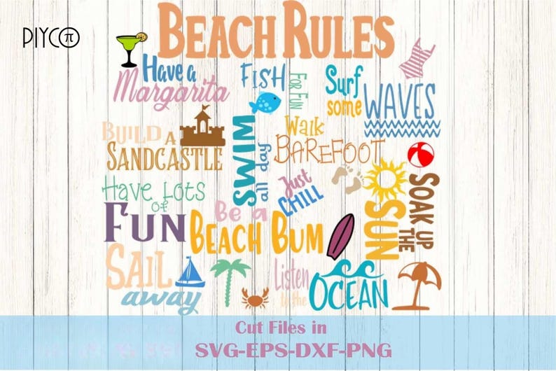 Beach Rules SVG Cut File for Beach House Decor, Includes SVG Dxf Eps ...