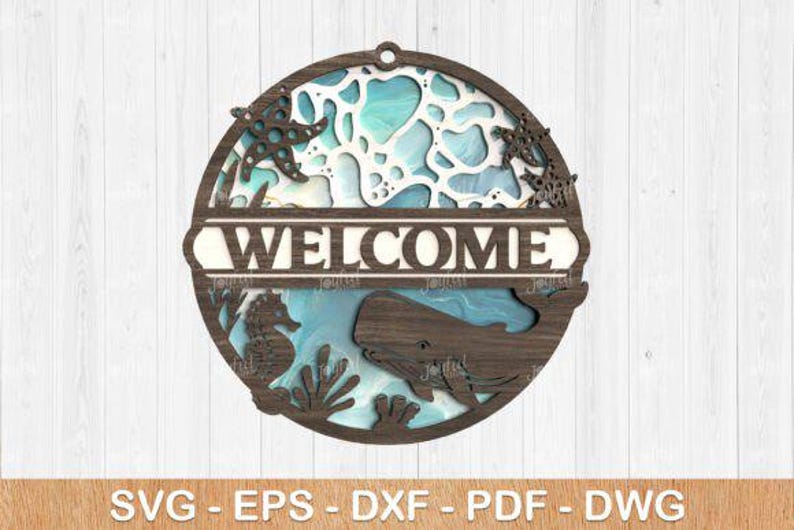 Ocean Welcome Sign SVG Bundle: Nautical Laser Cut Files - Etsy