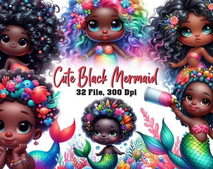 Mermaid Clipart, African Mermaid, Black Mermaid PNG, Transparent ...