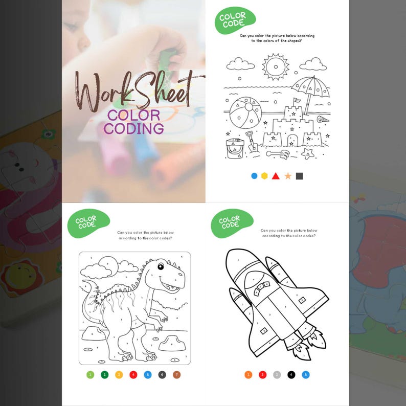 Color Coding Printable Worksheets for Kids, Fun Educational Coloring ...