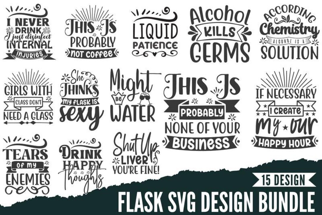 Flask SVG Bundle 3 | Beverage-themed SVG PNG Pdf Jpg Eps Designs for ...