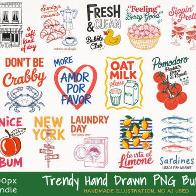 Hand Drawn Stickers - Etsy