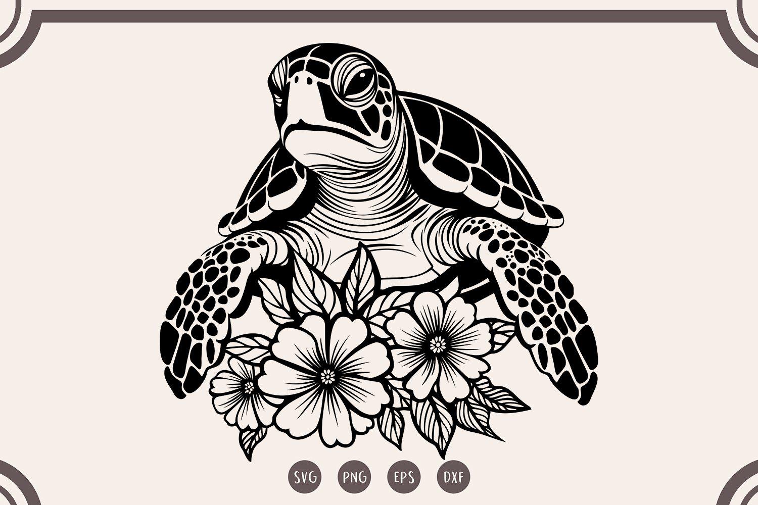Floral Turtle SVG: Boho Sea Animal Clipart (digital Download - Etsy