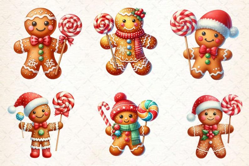 Gingerbread Man Clipart Bundle: Festive Christmas Cookie Illustrations ...